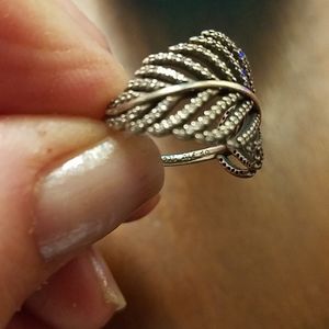 Pandora | Jewelry | Pandora Sterling Silver Feather Ring | Poshmark